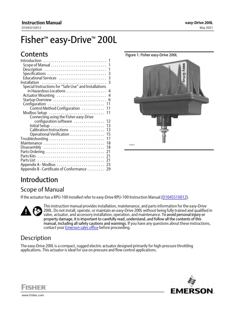Fisher Easy-Drive 200L: Scope of Manual | PDF | Valve | Electrical Wiring