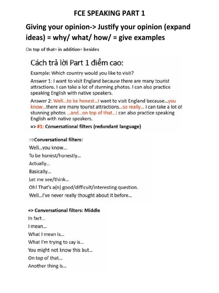 Fce Speaking Strategies Part 1,2 | PDF