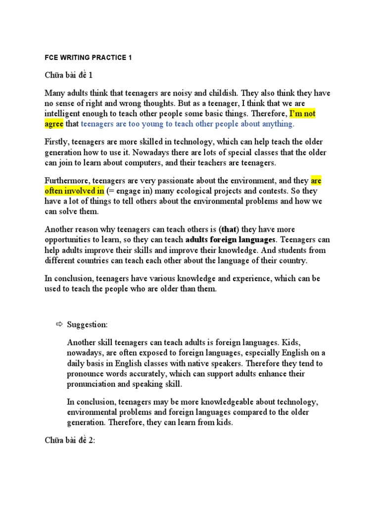 Fce Writing Practice 1 | PDF | Adolescence | Foreign Language