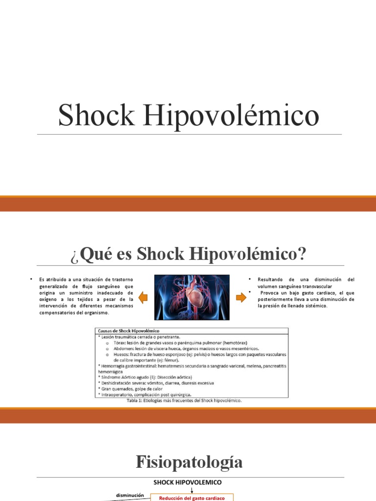 Shock Hipovolémico | PDF | Fisiología | Sistema cardiovascular