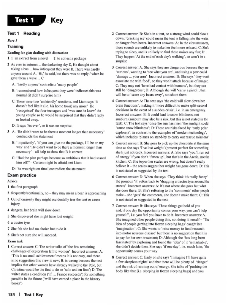 Answer Key - Lesson 1 - Reading Practice | PDF