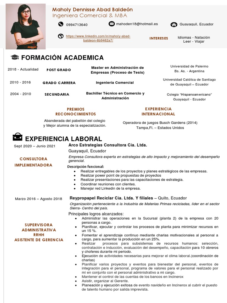 Curriculum MB | PDF | Gestión de recursos humanos | Ecuador