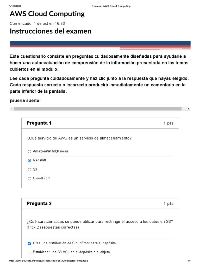 Examen - AWS Cloud Computing2 | PDF | Computación en la nube | Software