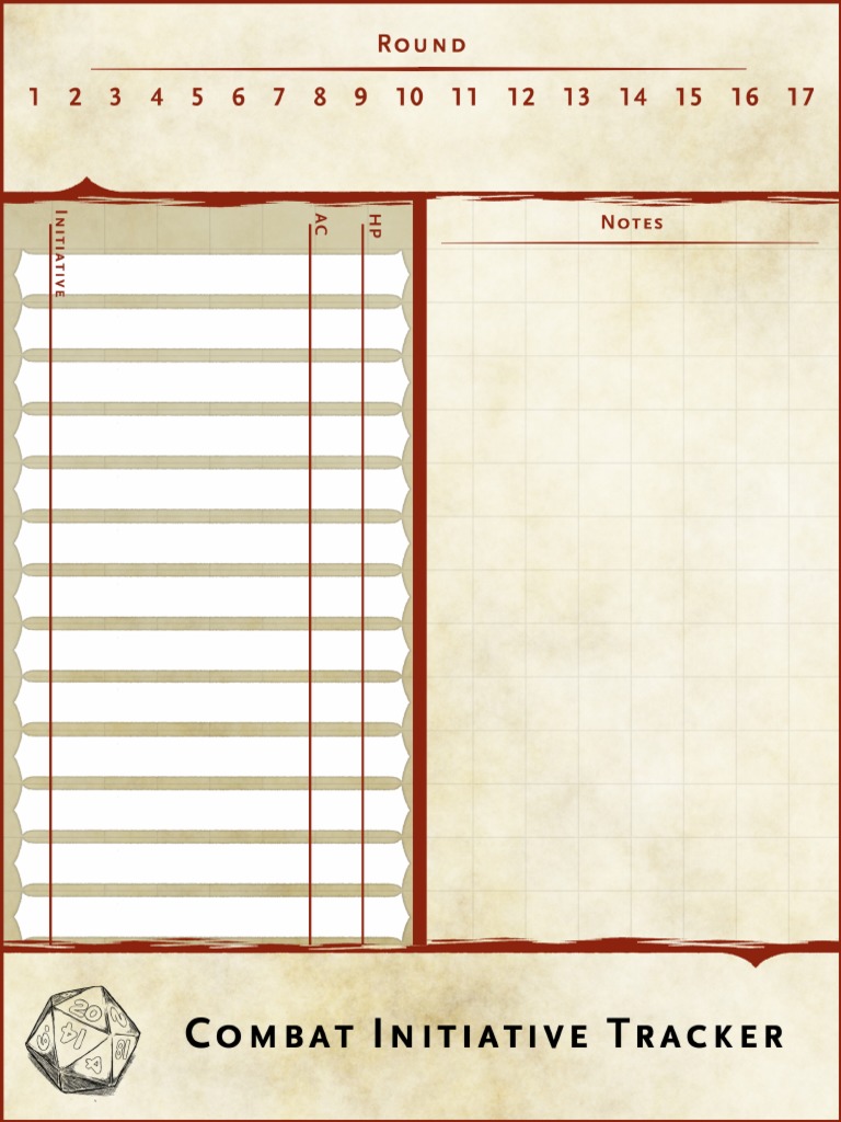 Combat Tracker Full Page | PDF