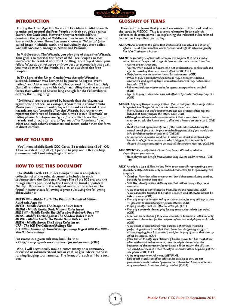 MECCG Intro Rules Document | PDF | Leisure | Sports