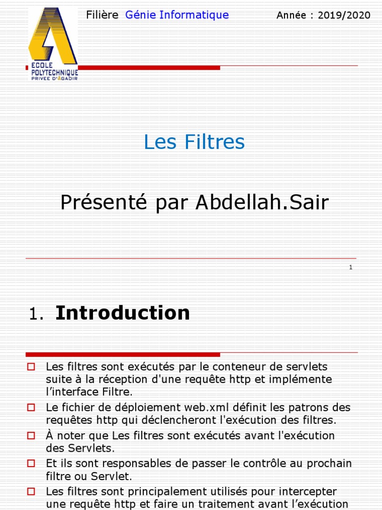 Chapitre 4 - Filter | PDF | Protocole de transfert hypertexte | Programmation informatique