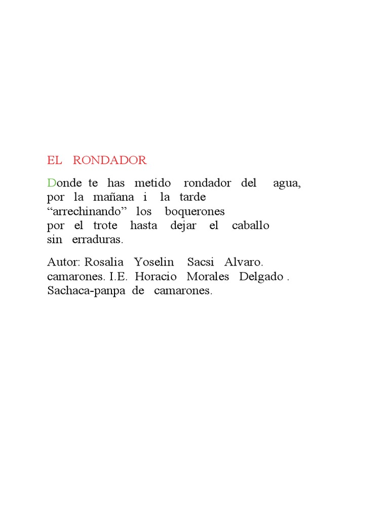 El Rondador-Rosalia | PDF