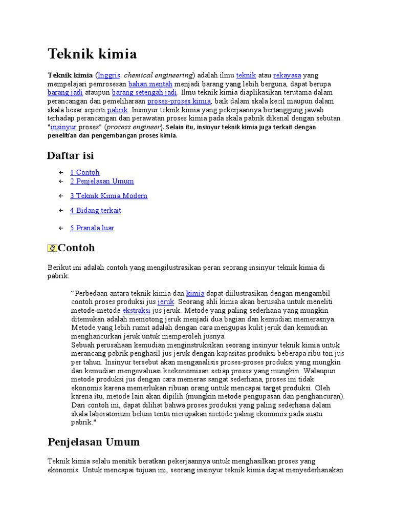 Mempelajari Teknik Kimia | PDF