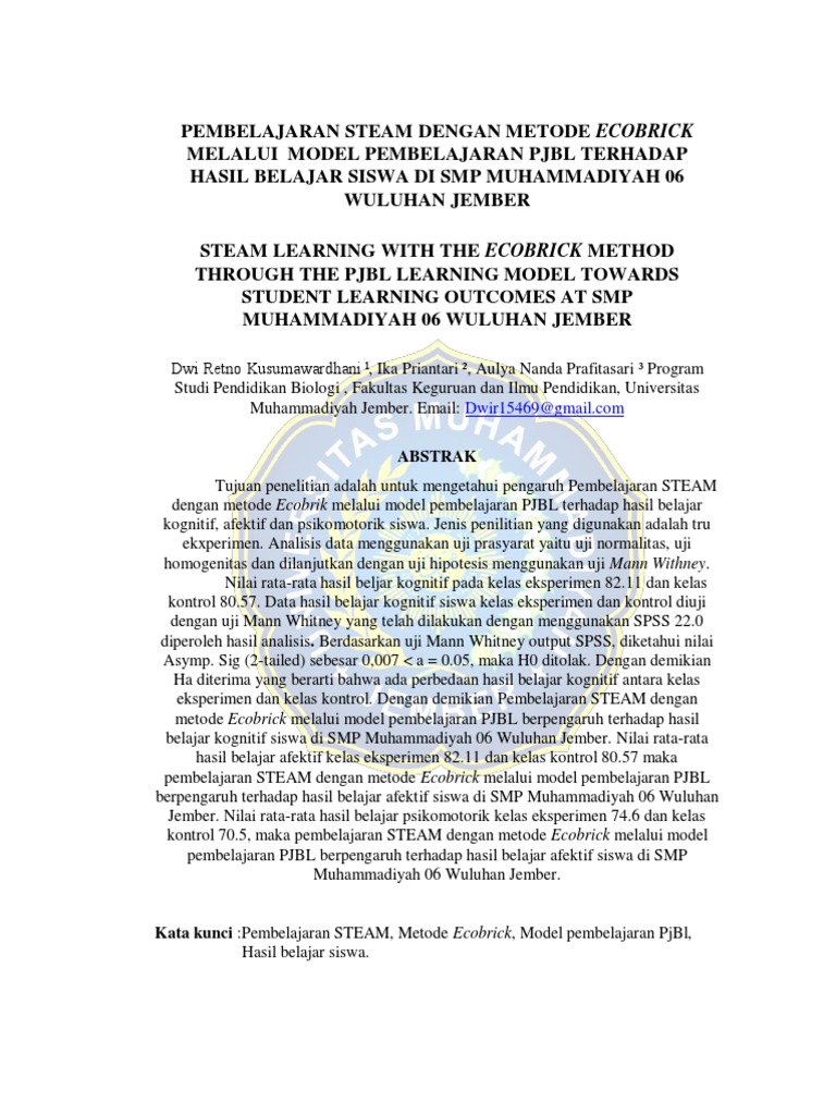 STEAM & Ecobrick di SMP Jember | PDF