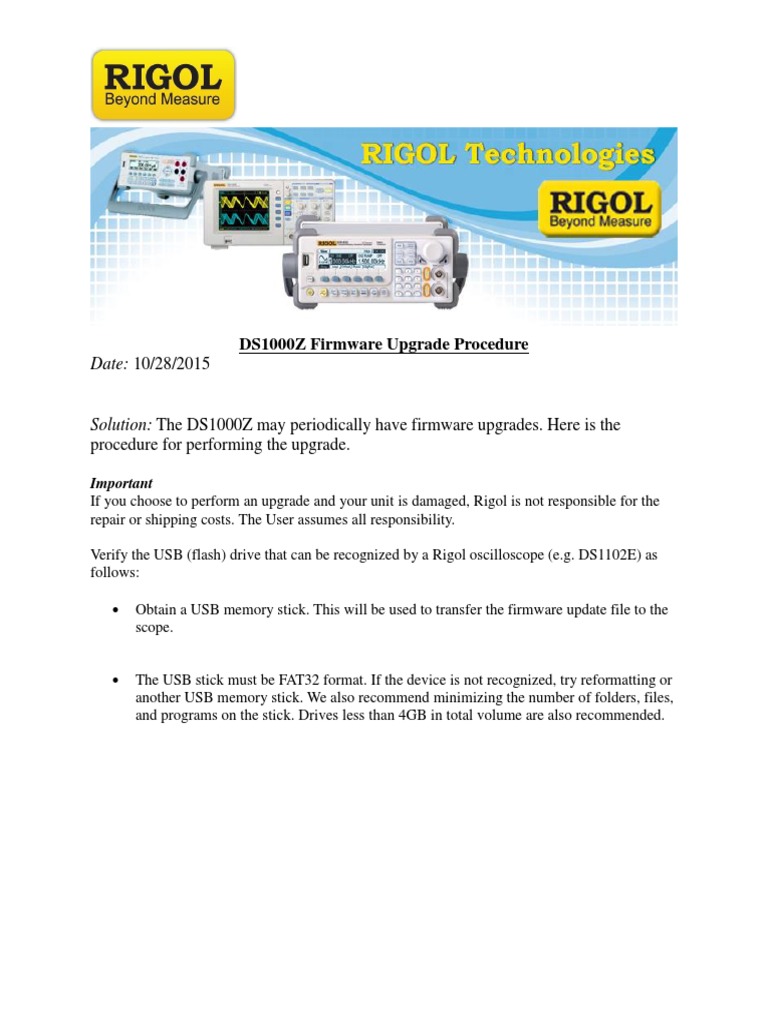 DS1000Z Firmware Upgrade Guide | PDF | Usb Flash Drive | Flash Memory