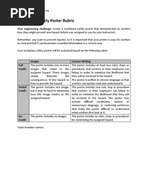 Lab Safety Poster Rubric