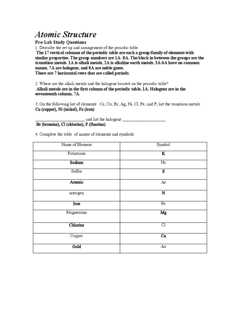 Lab 3 Atomic Structure (Chem 136) | PDF | Metals | Chemical Elements