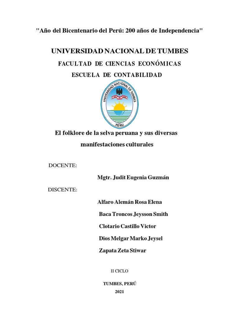 El Folklore de La Selva Peruana y Sus Diversas Manifestaciones ... El Folklore de La Selva Peruana y Sus Diversas Manifestaciones ...