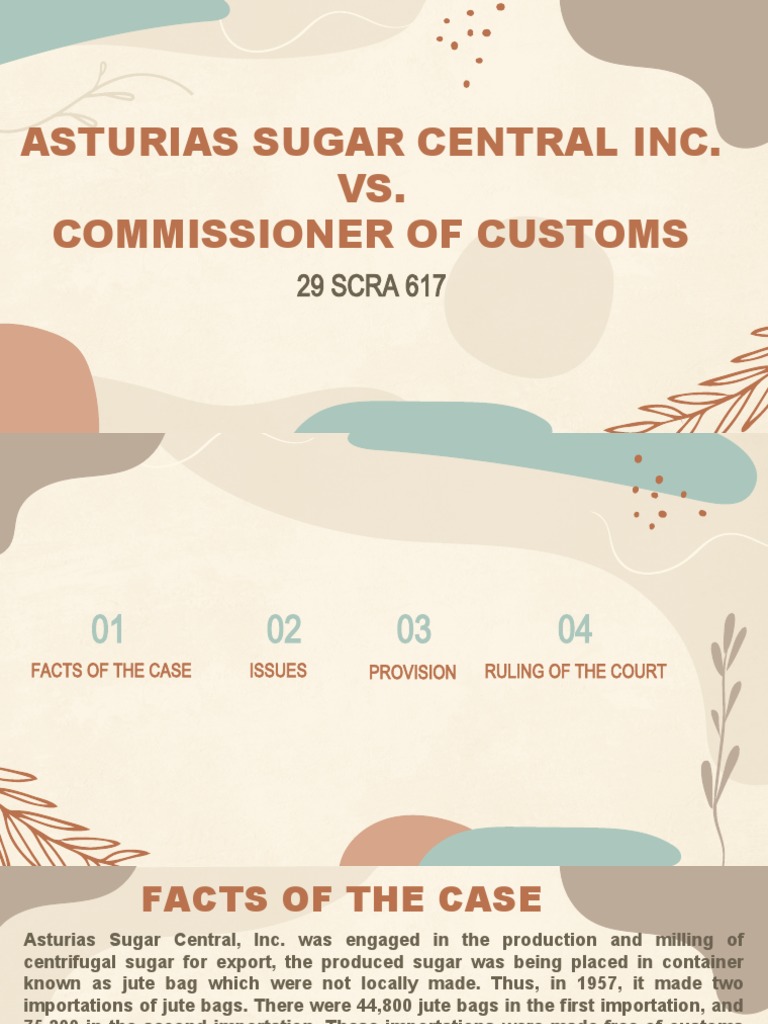 Asturias Sugar Ind. Vs Customs | PDF | Judgment (Law) | Policy