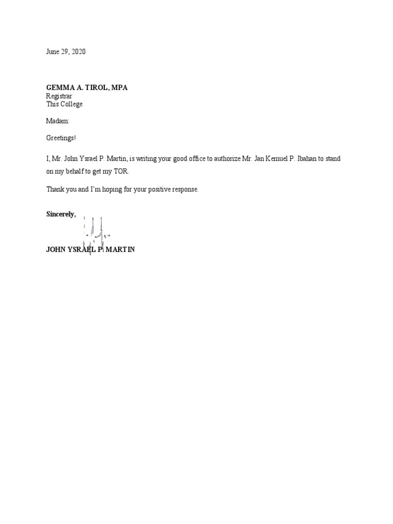 Authorization for TOR Collection | PDF | Law