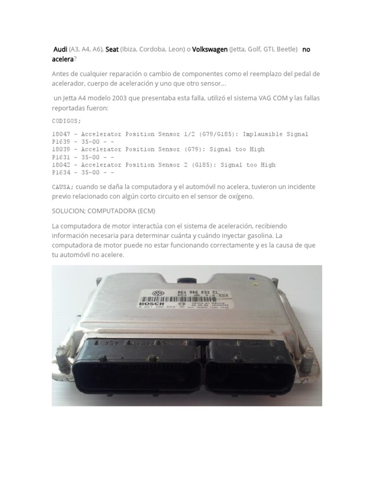 Audi Seat Volkswagen No Acelera | PDF