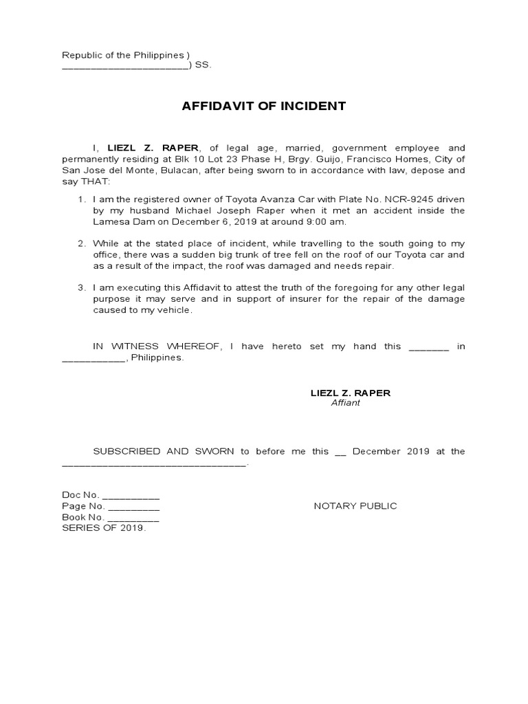 Affidavit of Incident | PDF