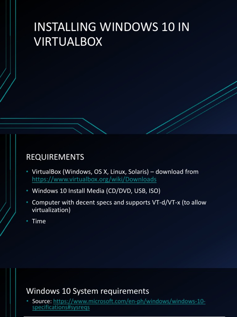 Installing Windows 10 in Virtualbox | PDF | Windows 10 | Virtual Machine