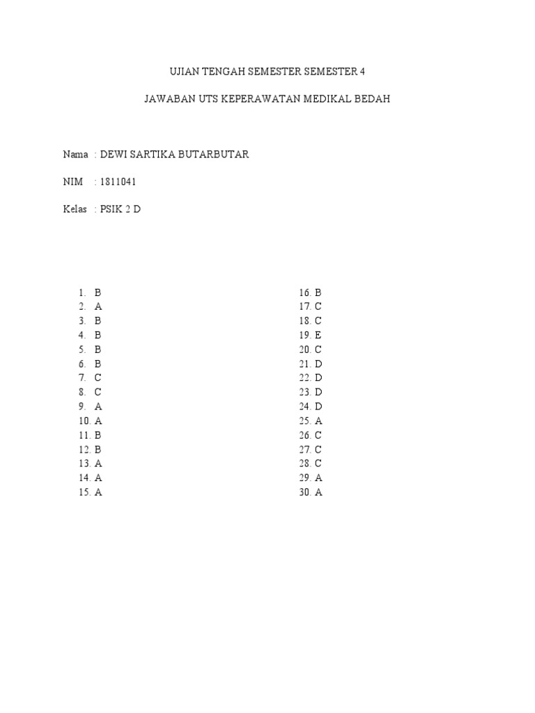 Jawaban Uts KMB by Dewi Sartika | PDF