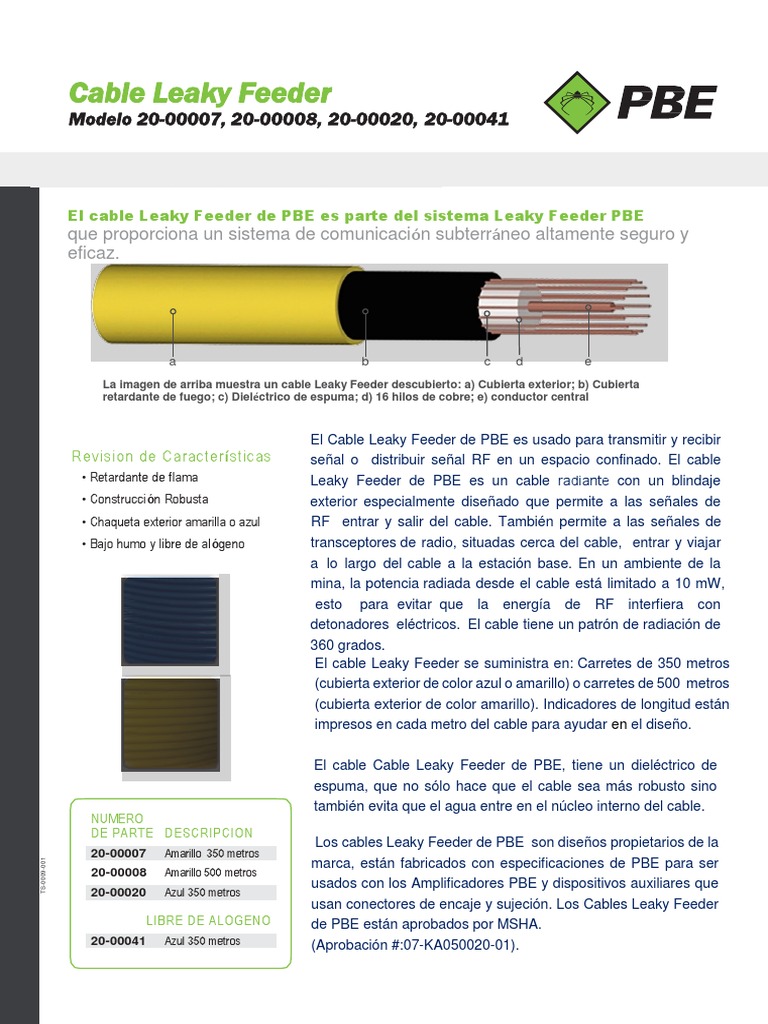 Cable Leaky Feeder PBE: Especificaciones y Uso | PDF | Ingenieria ...