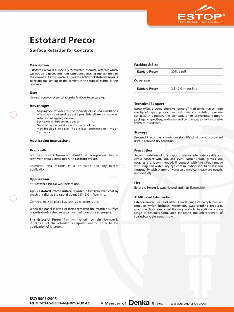 Estotard Precor - Data Sheet - 050201 X | PDF