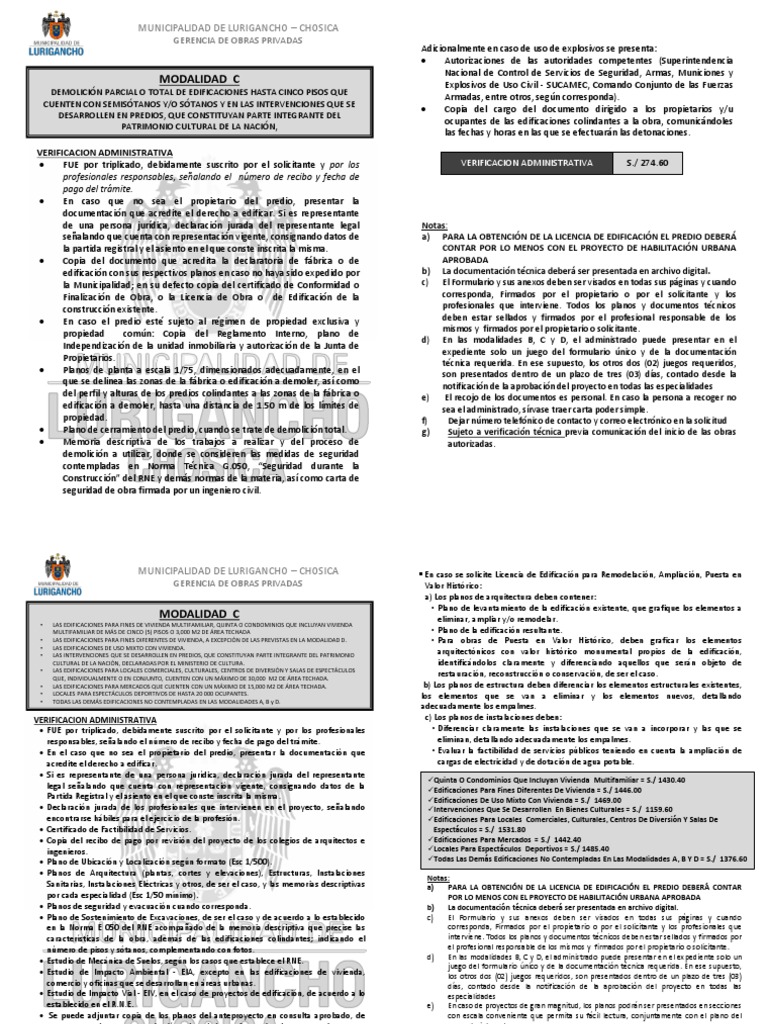 Licencia Edificacion Modalidad C | PDF | Póliza de seguros | Arquitecto