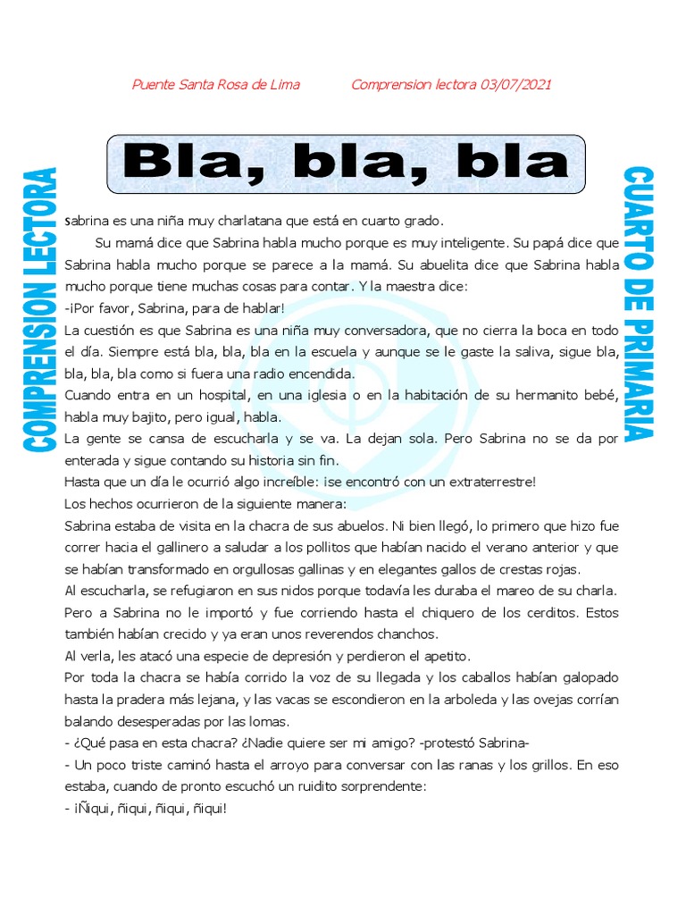 Lectura William Bla, Bla, Bla | PDF