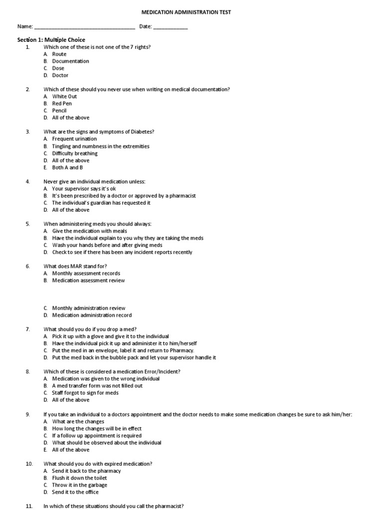 Medication Administration Test