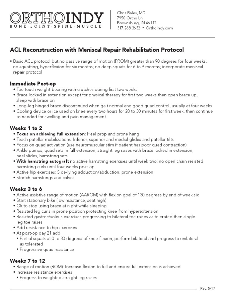 ACL Reconstruction with Meniscus Rehab Protocol | PDF | Anatomical ...