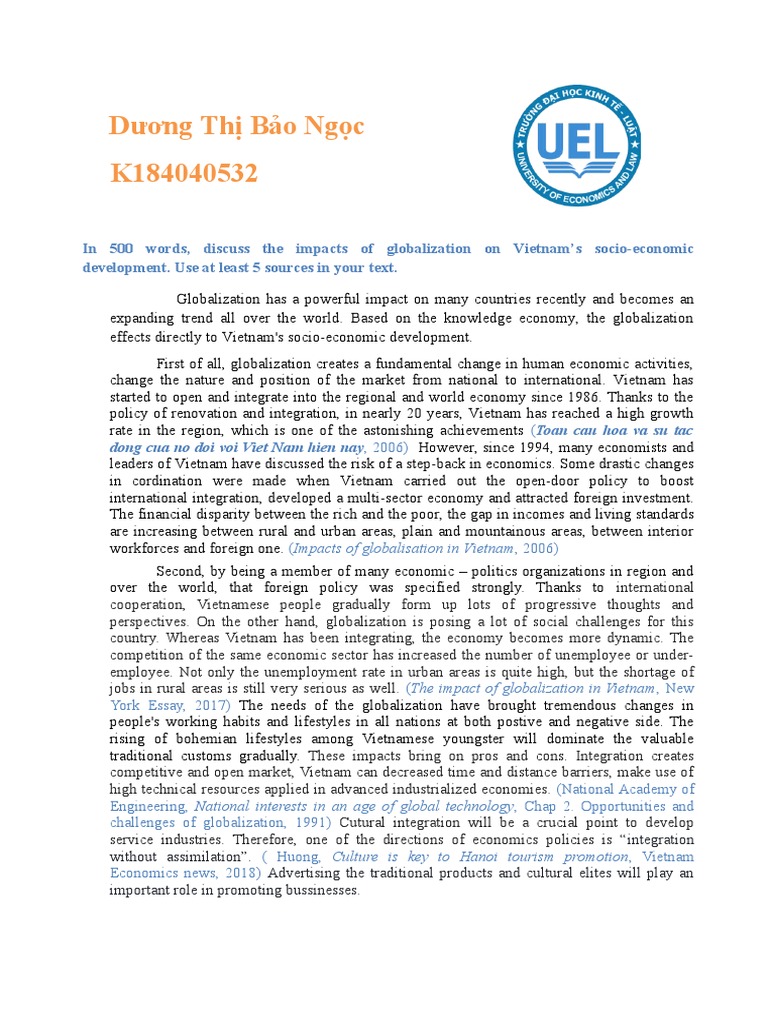 The Impacts of Globalization on Vietnam's Socio-Economic Development ...