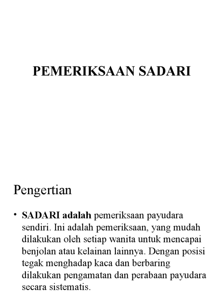 Pemeriksaan Sadari | PDF