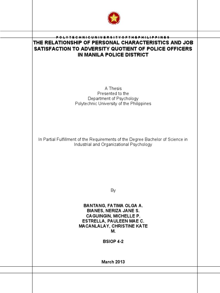 PDF Pup Sample Thesis | PDF | Job Satisfaction | Psychological Resilience