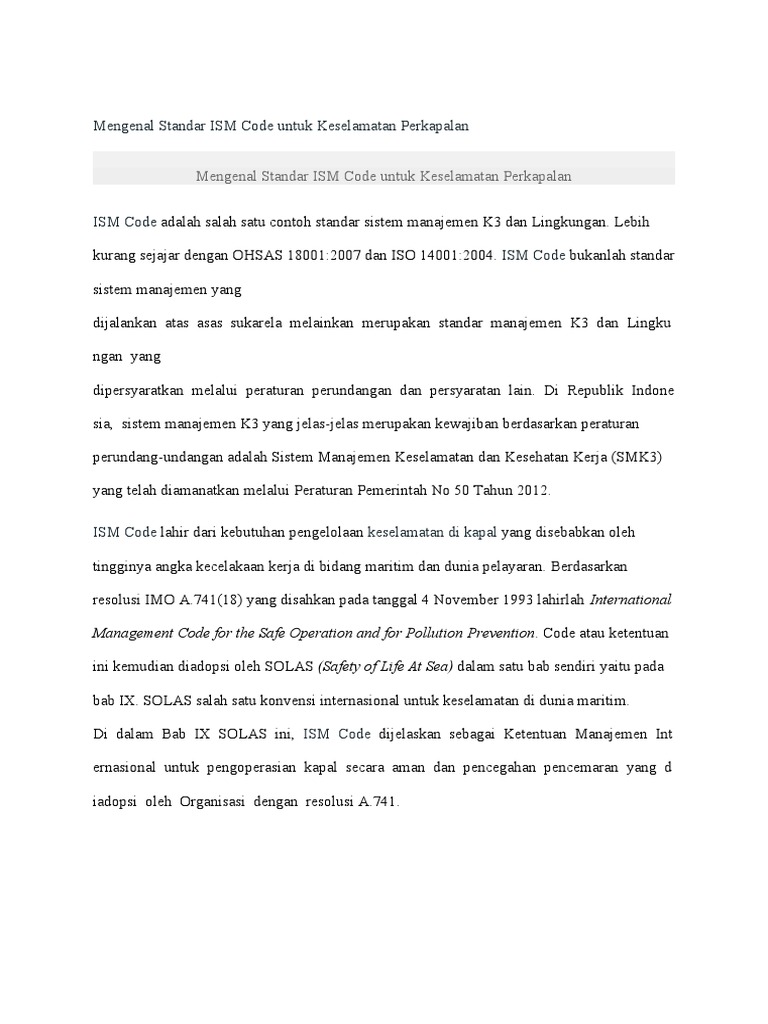 ISM Code 1 | PDF | Teknologi & Rekayasa