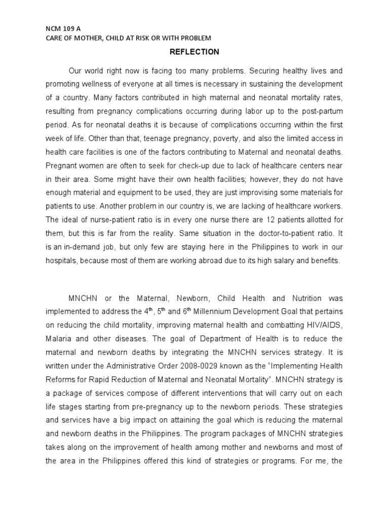 Reflection: TH TH TH | PDF | Maternal Health | Infant Mortality