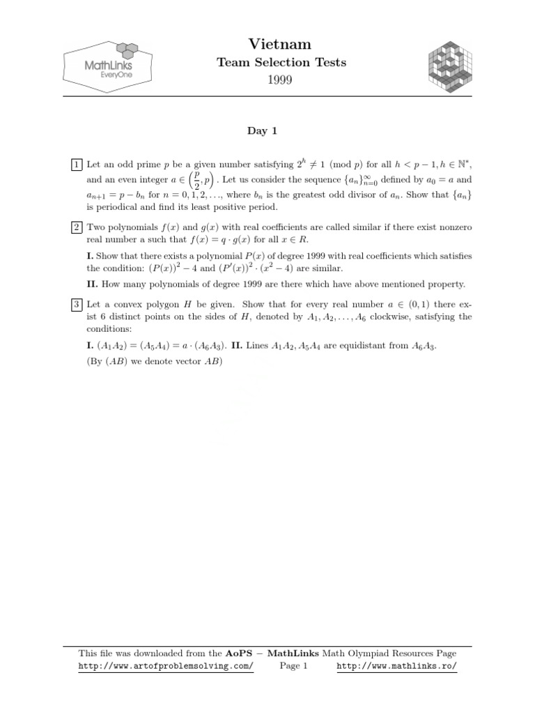 Vietnam Math Olympiad Team Tests | PDF | Triangle | Numbers