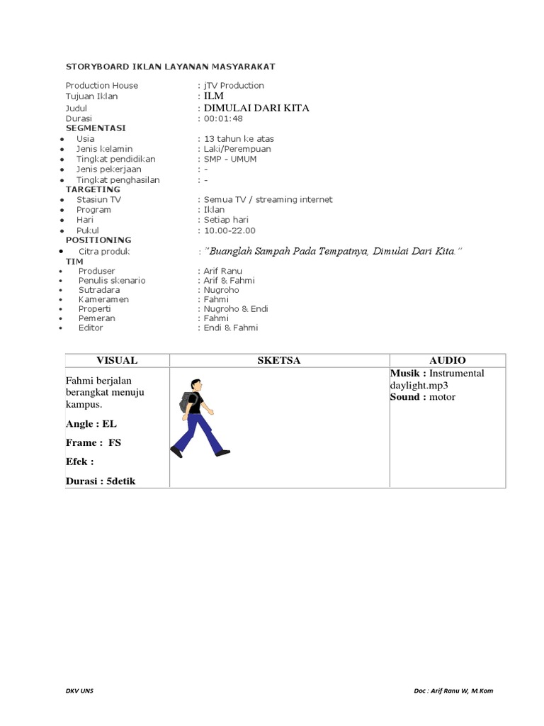 Contoh Toryboard ILM Dimulai Dari Kita | PDF