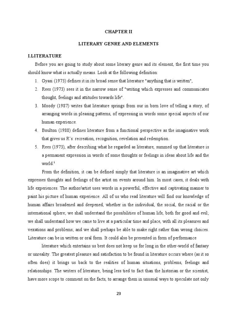 Literary Genre and Elements I.Literature | PDF | Poetry | Novels