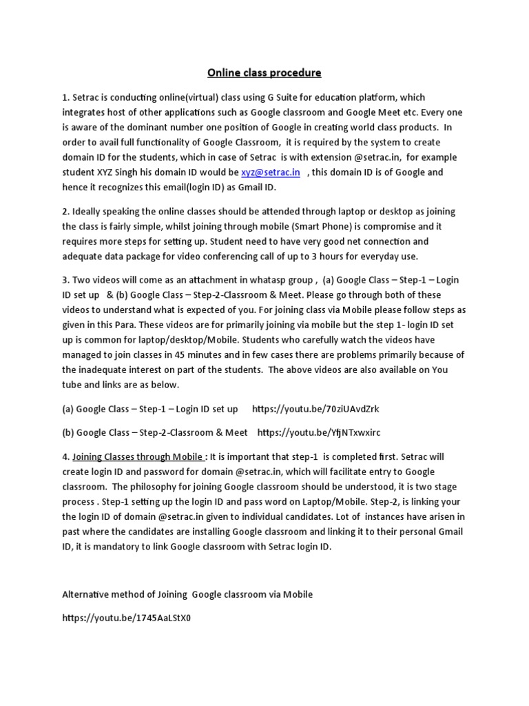 Online Class Setup with Setrac ID | PDF | Gmail | Computing
