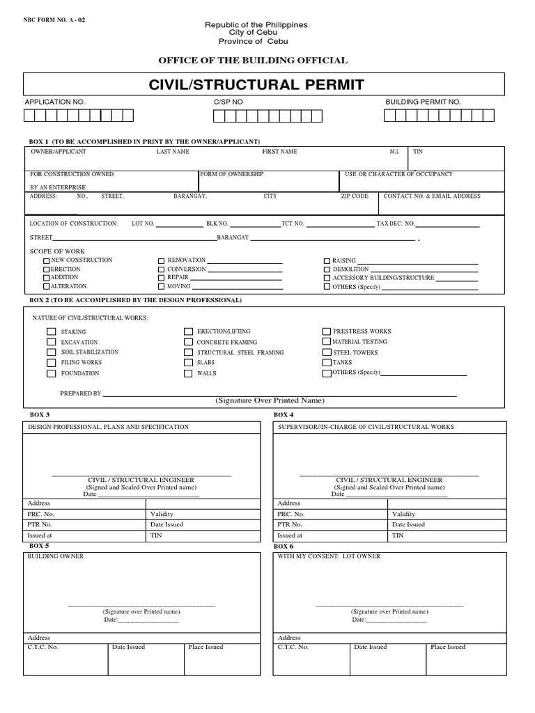 Cebu City Building Permit Application | PDF | Specification (Technical ...