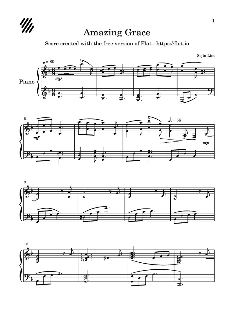 Amazing Grace: Score Created With The Free Version of Flat - Https ...