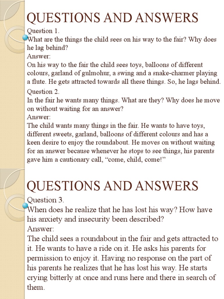 The Lost Child Question and Answers | PDF