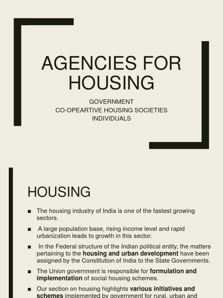 Agencies of Housing | PDF | Public Housing | Cooperative