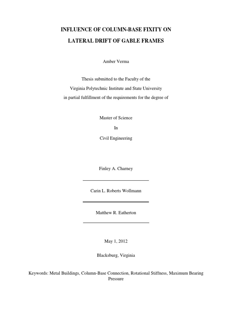 Influence of Column-Base Fixity On Lateral Drift of Gable Frames | PDF ...