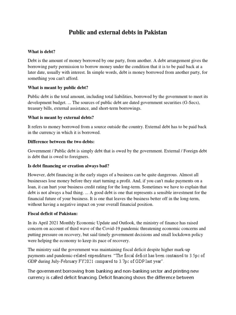 Understanding Public and External Debt in Pakistan | PDF | Government ...