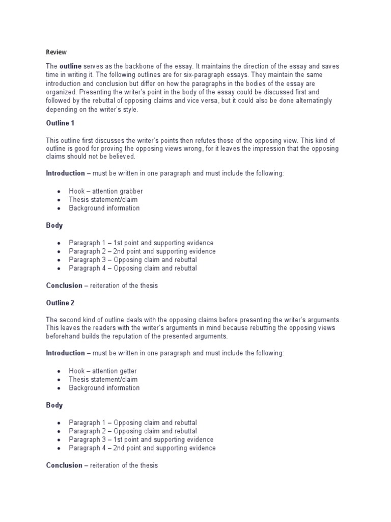 Outline Parts | PDF | Essays | Argument