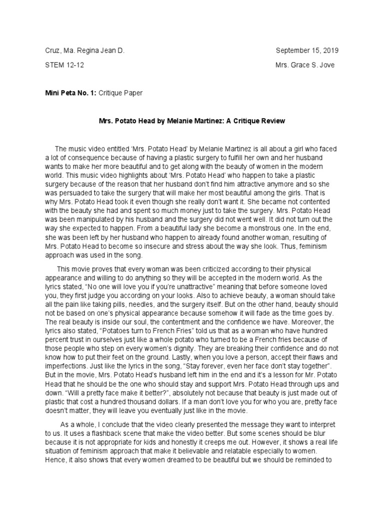 Mini Peta No. 1: Critique Paper | PDF