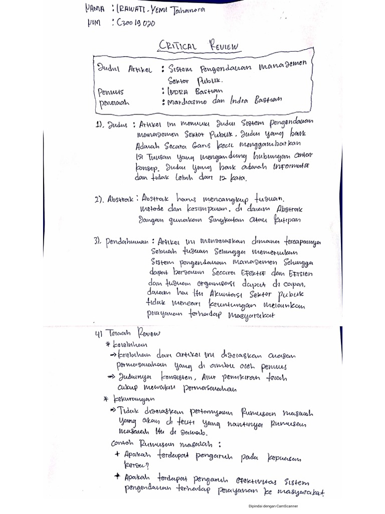 Critical Review Irawati Yemi Tahanora | PDF