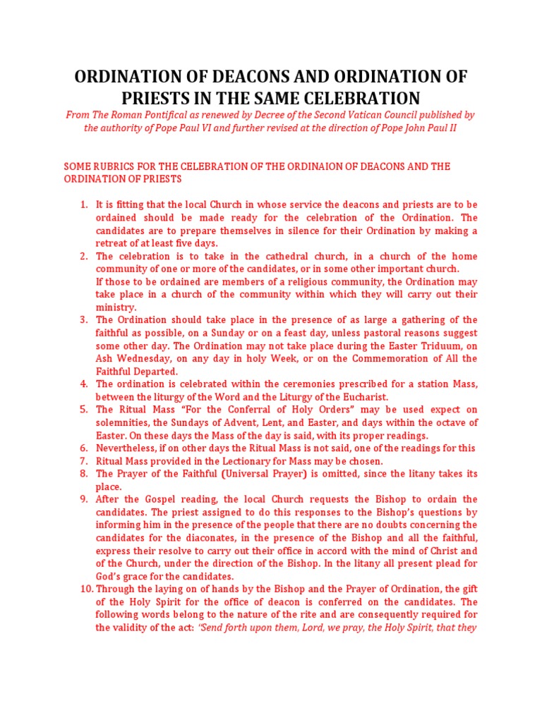 Ordination of Deacons and Priests Guide | PDF | Deacon | Bishop