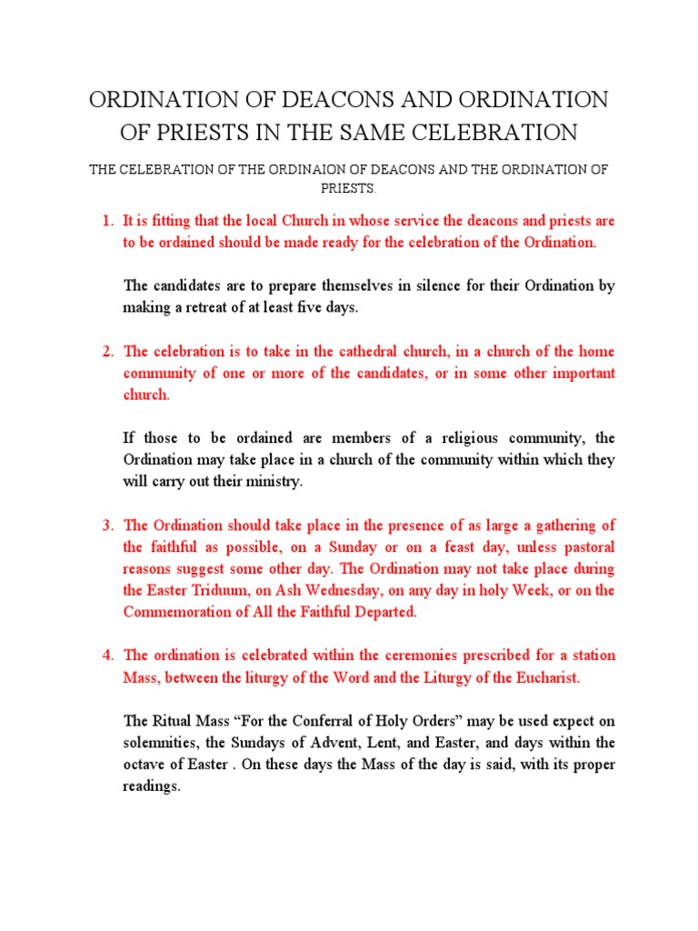 Ordination Ceremony for Deacons and Priests | PDF | Deacon | Mass (Liturgy)