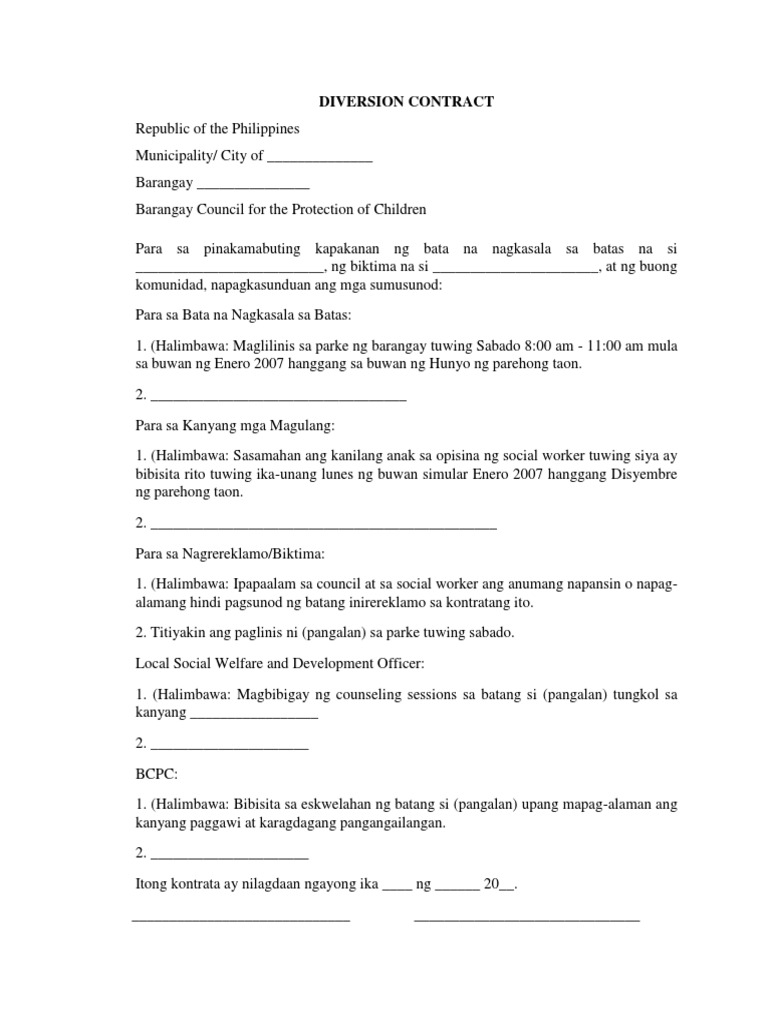 Diversion Contract | PDF